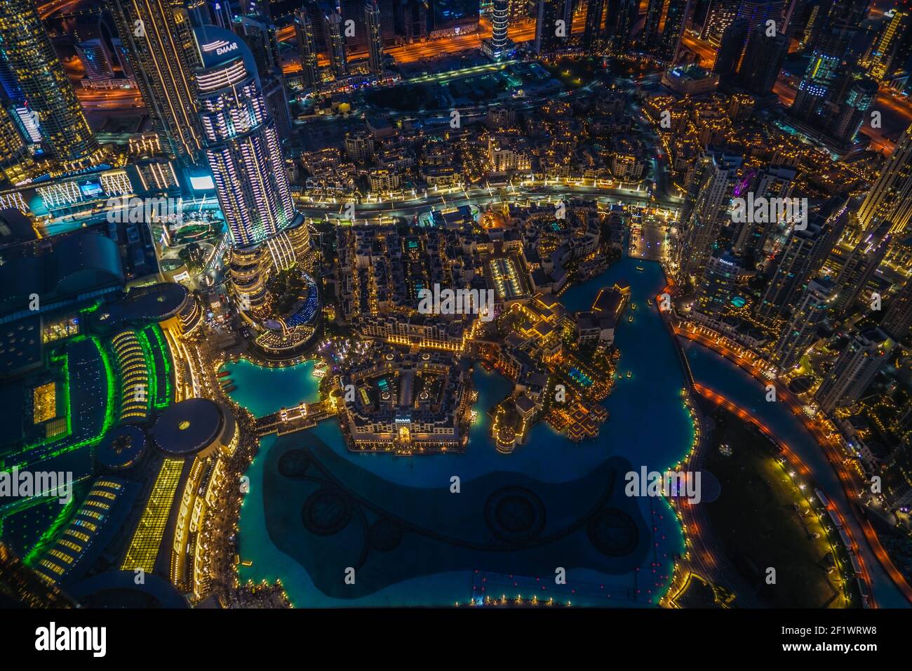 Dubai night view seen from the observation deck of Burj Khalifa Stock Photo - Alamy