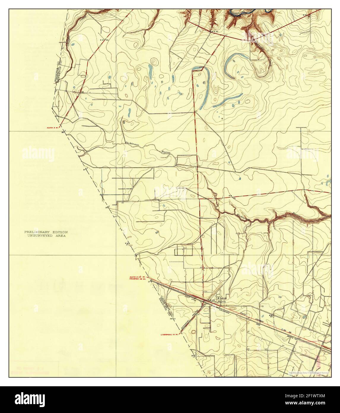Algoa, Texas, map 1932, 1:31680, United States of America by Timeless ...