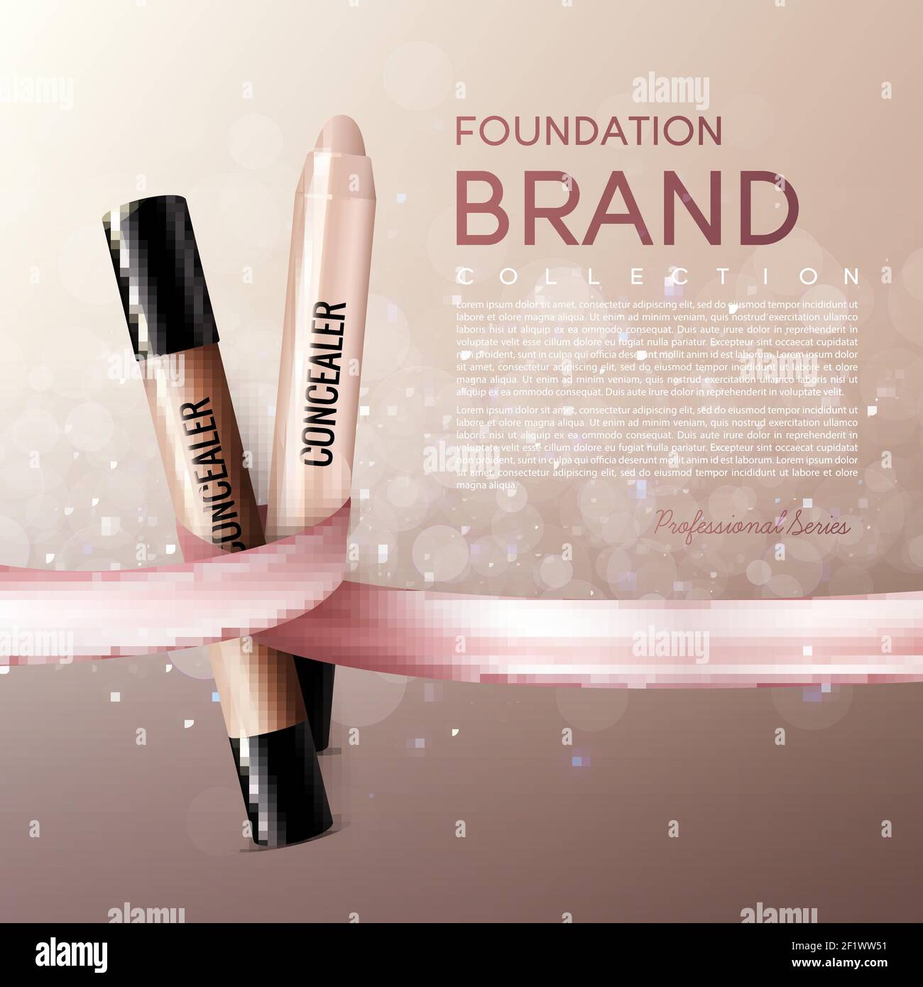 Realistic elegant female cosmetic ads template with text and concealer ...