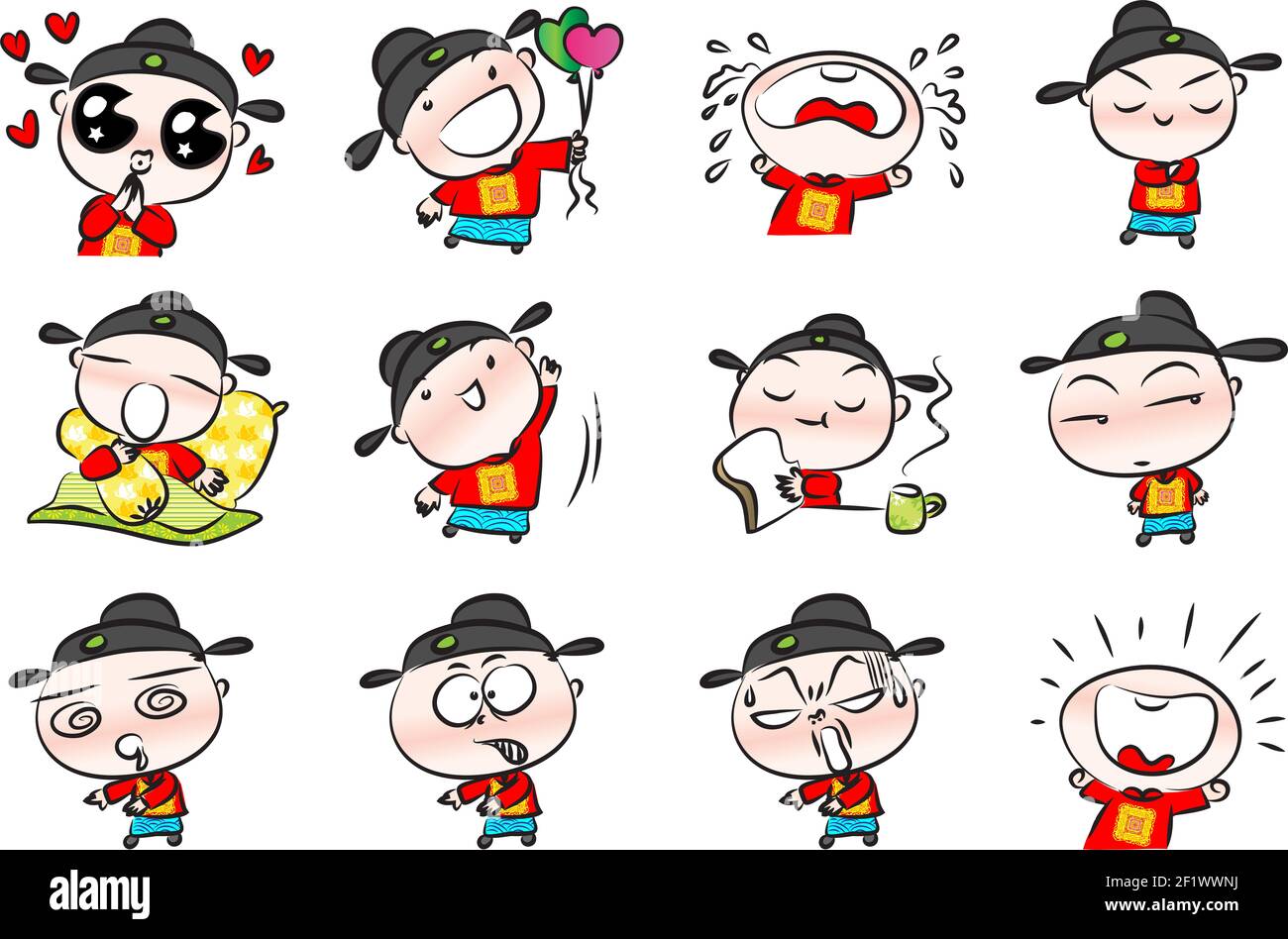 carton china offer emoji set Stock Photo - Alamy