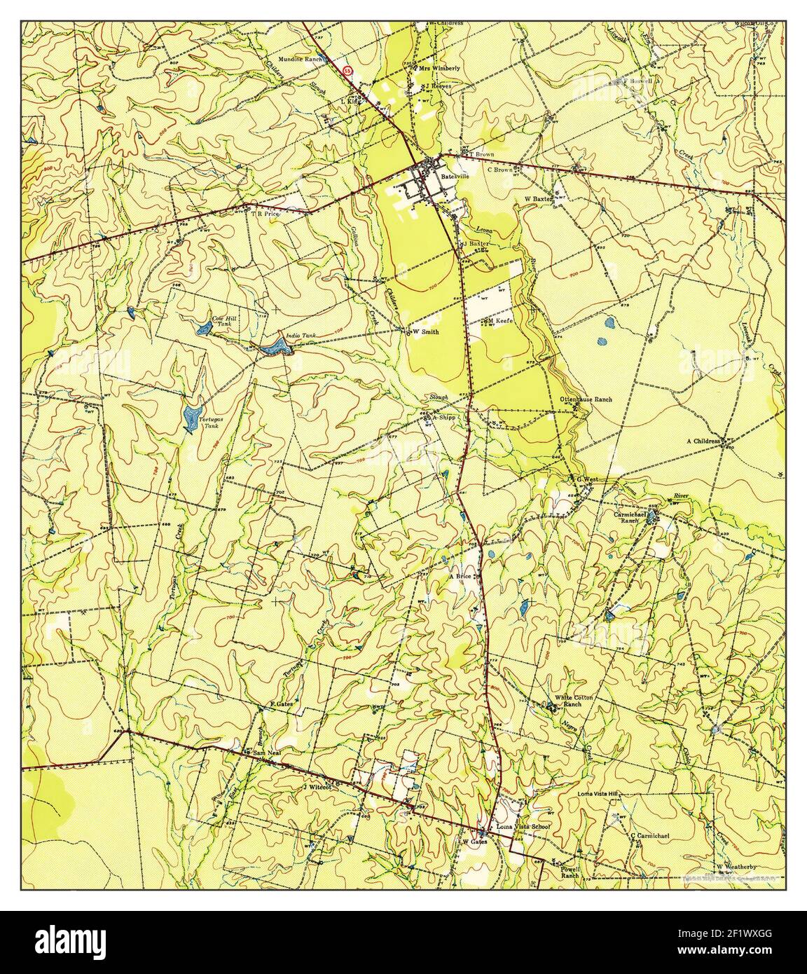 Batesville, Texas, map 1957, 1:62500, United States of America by ...