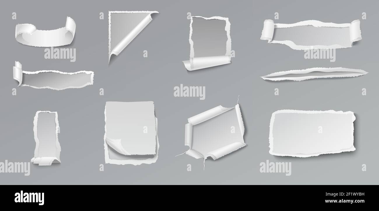 Blank torn paper set of different shapes and forms on gray Stock Vector ...