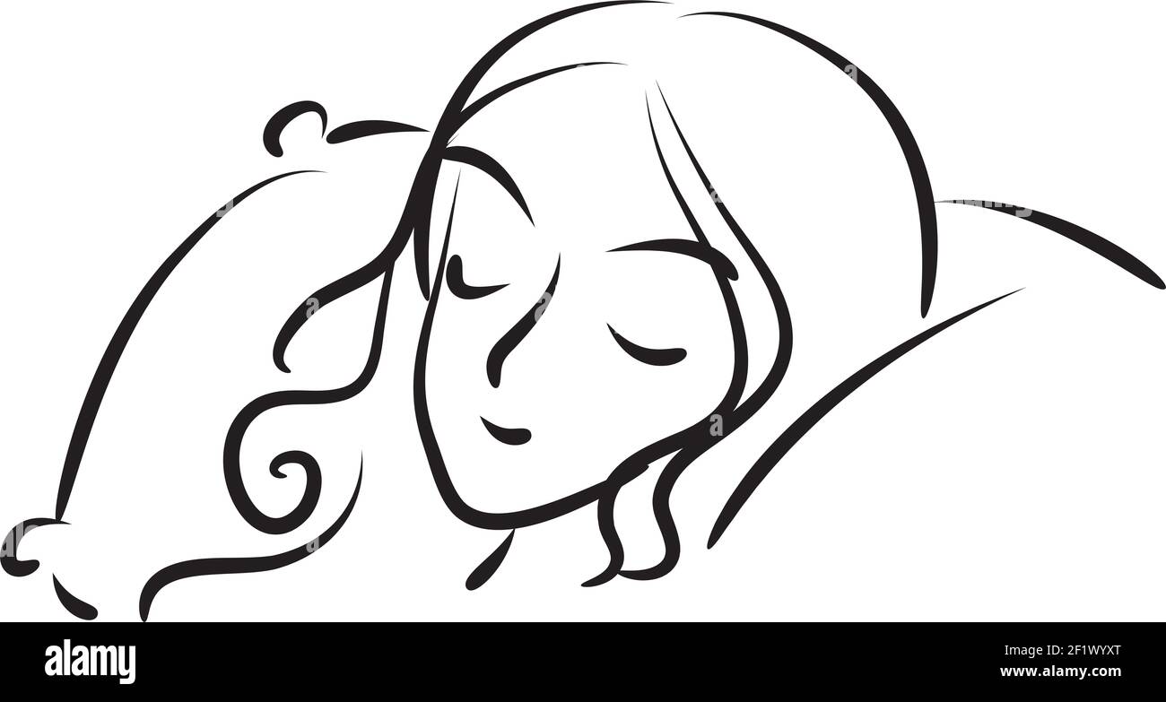 black ang white line beauty face set Stock Photo - Alamy