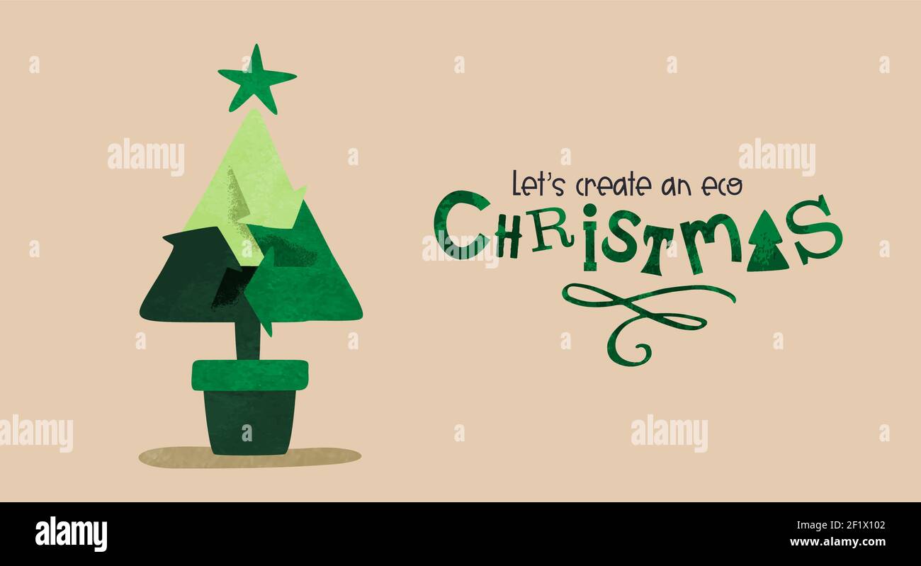 Green christmas pine tree with recycle symbol for eco friendly holiday ...