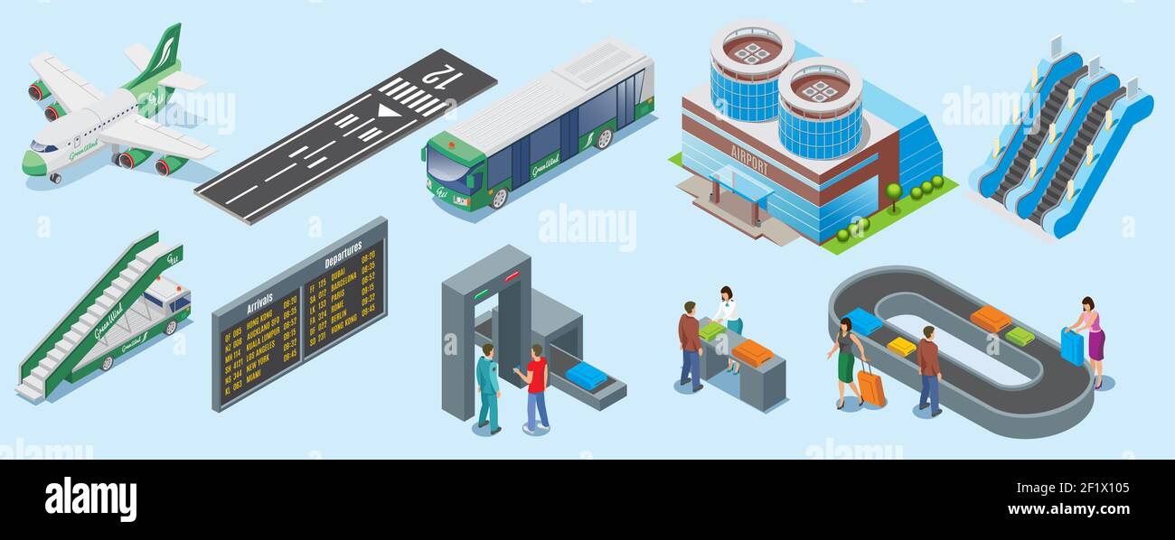 Isometric airport elements set Stock Vector Image & Art - Alamy