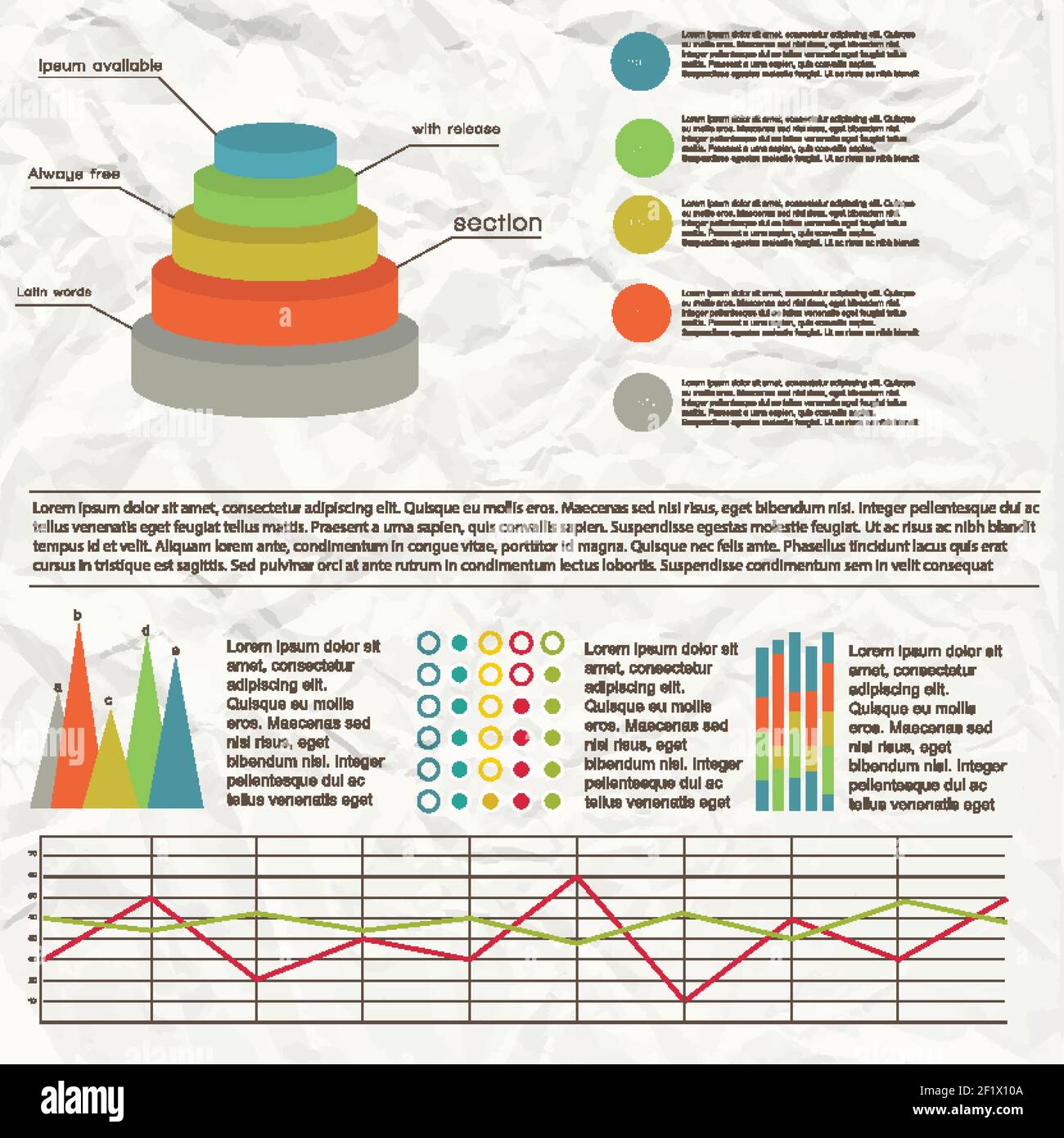 Flat chart infographic with different charts and graphs in background ...