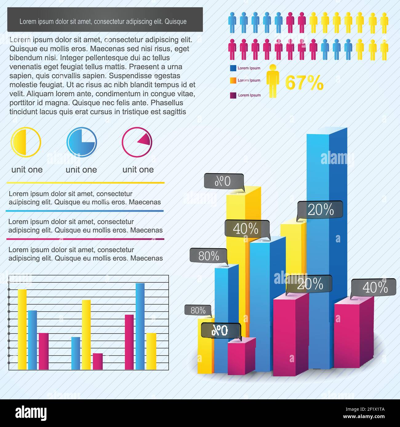 Multicolored 3d bar chart infographic with percent ratio people ratio ...
