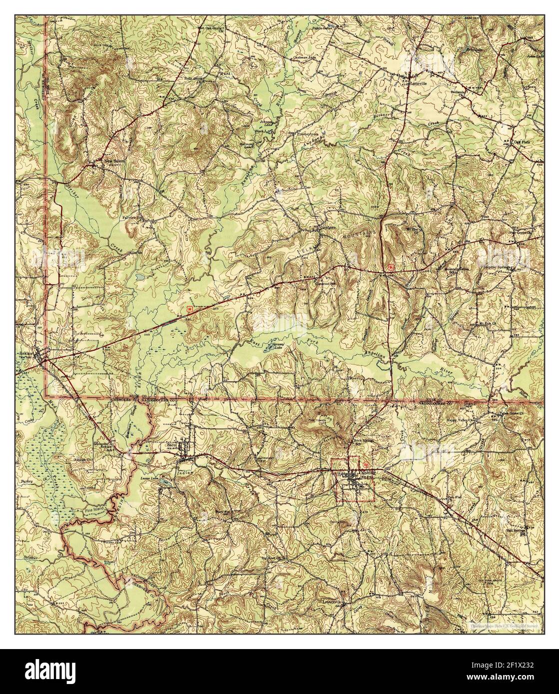 Cushing, Texas, map 1945, 1:62500, United States of America by Timeless ...