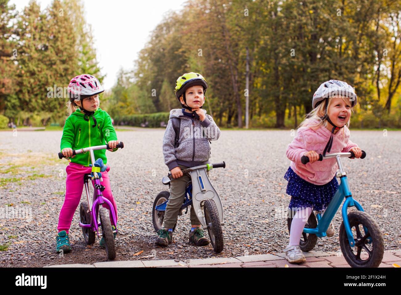 Kids ready for the first cycling competition Stock Photo - Alamy