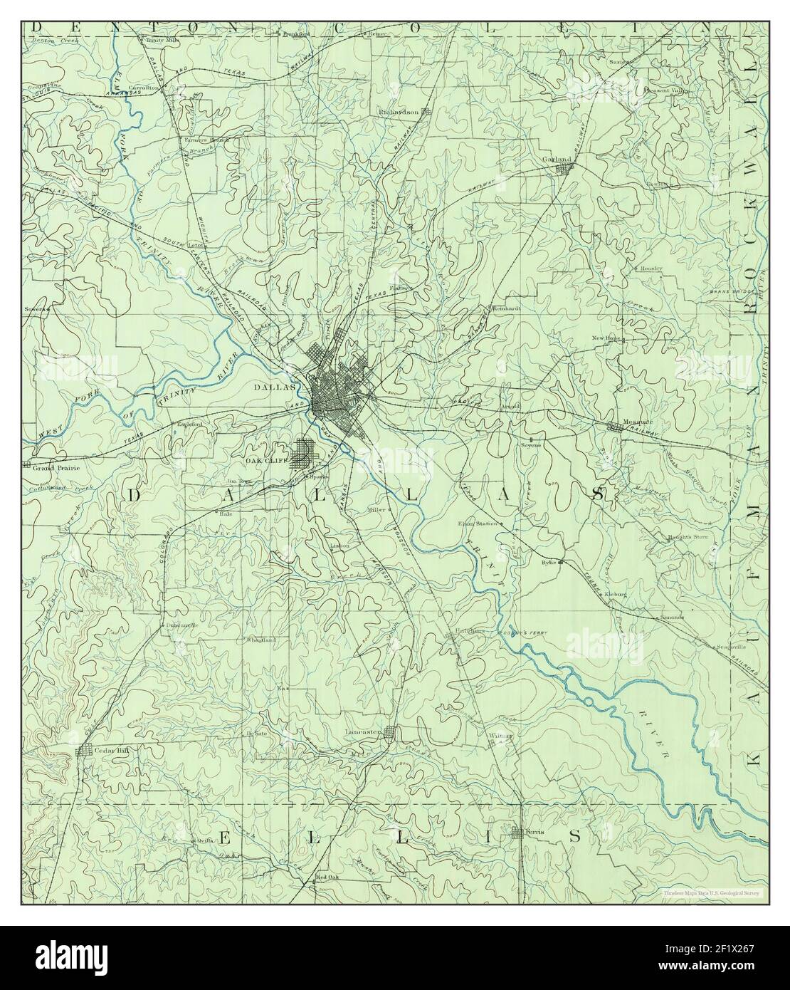 Dallas, Texas, map 1891, 1:125000, United States of America by Timeless ...
