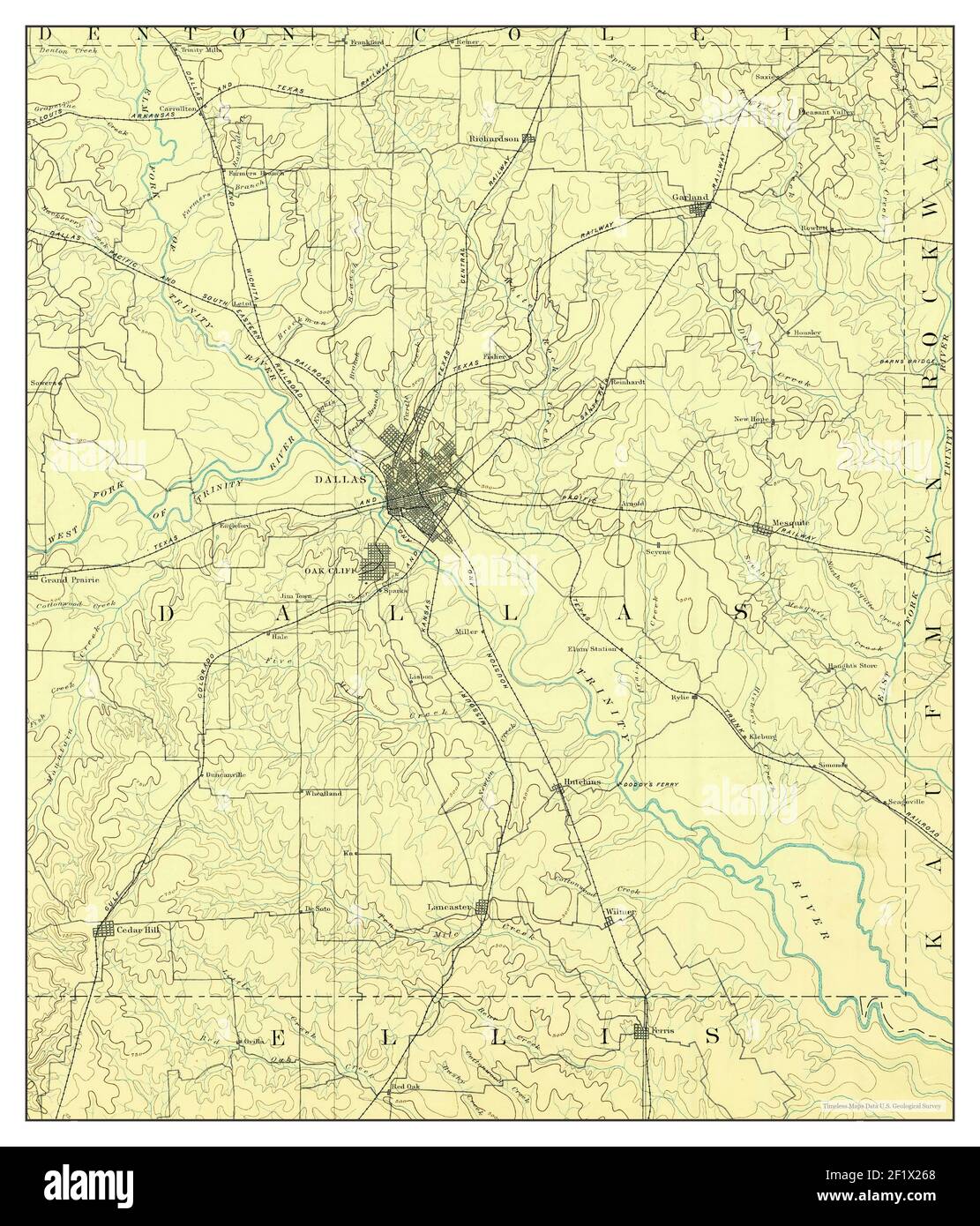Dallas, Texas, map 1893, 1:125000, United States of America by Timeless ...