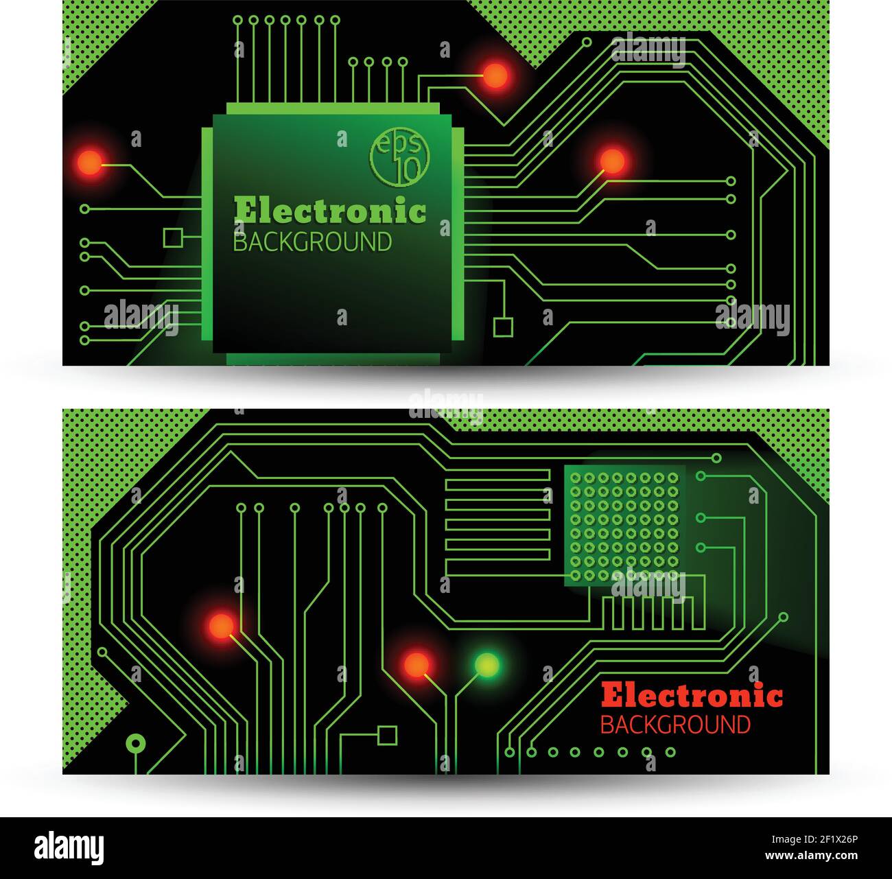 Electric board banners set in green colors vector Illustration Stock ...
