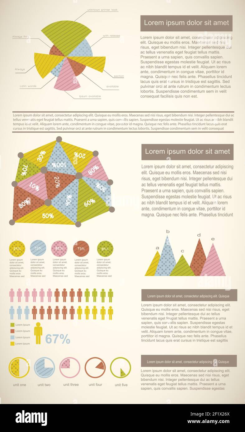 Vintage infographics set with business diagrams and graphs vector ...