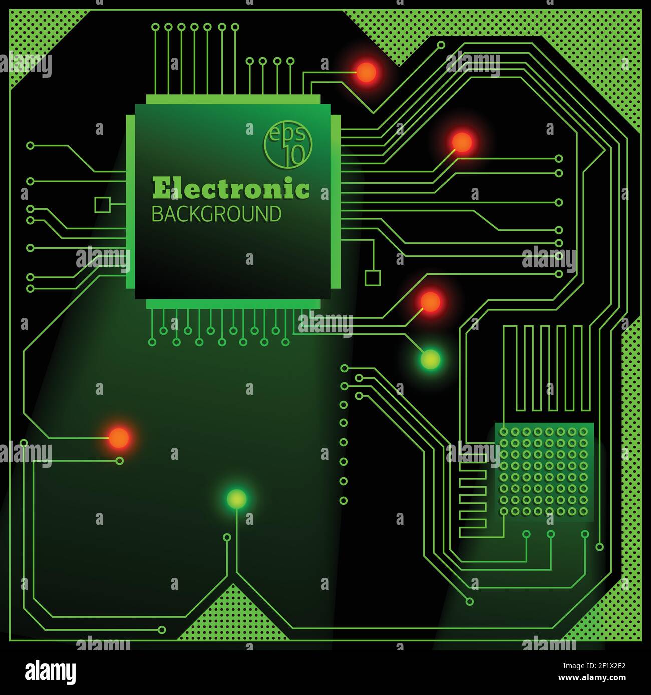 Electronic board with bright lights background flat vector illustration ...