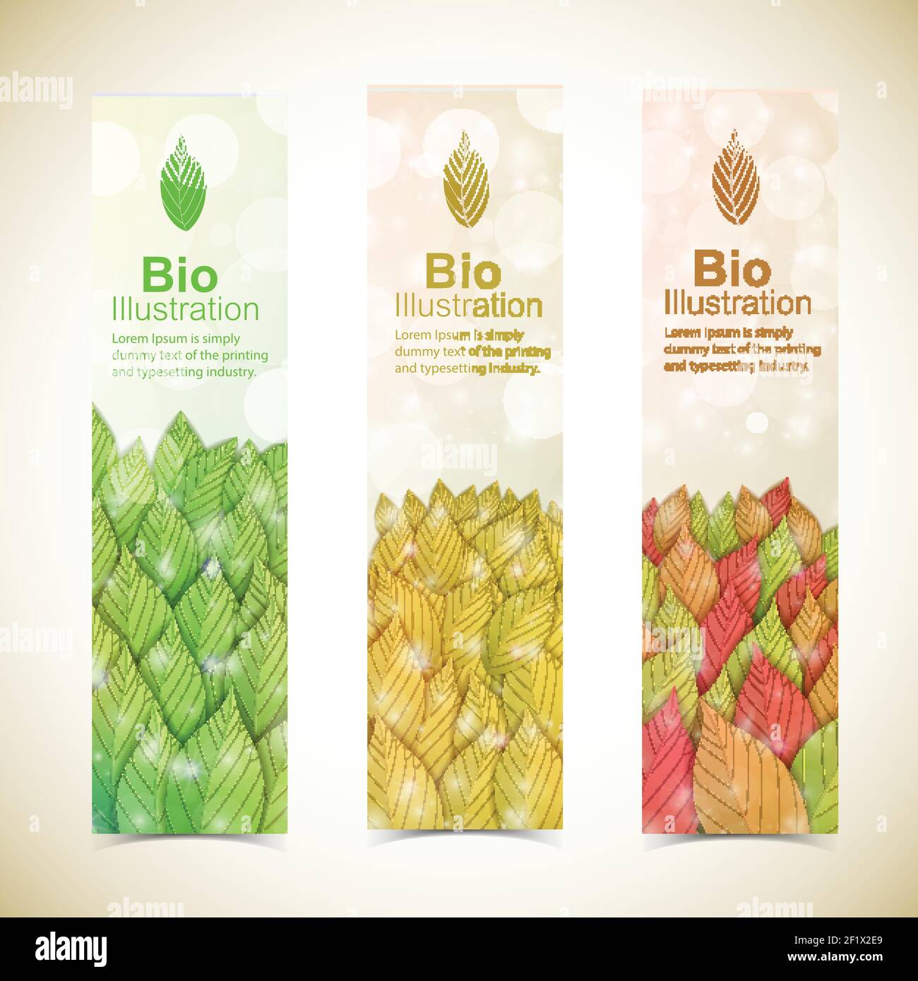 Nature abstract eco banners set with autumn leaves vector Illustration ...