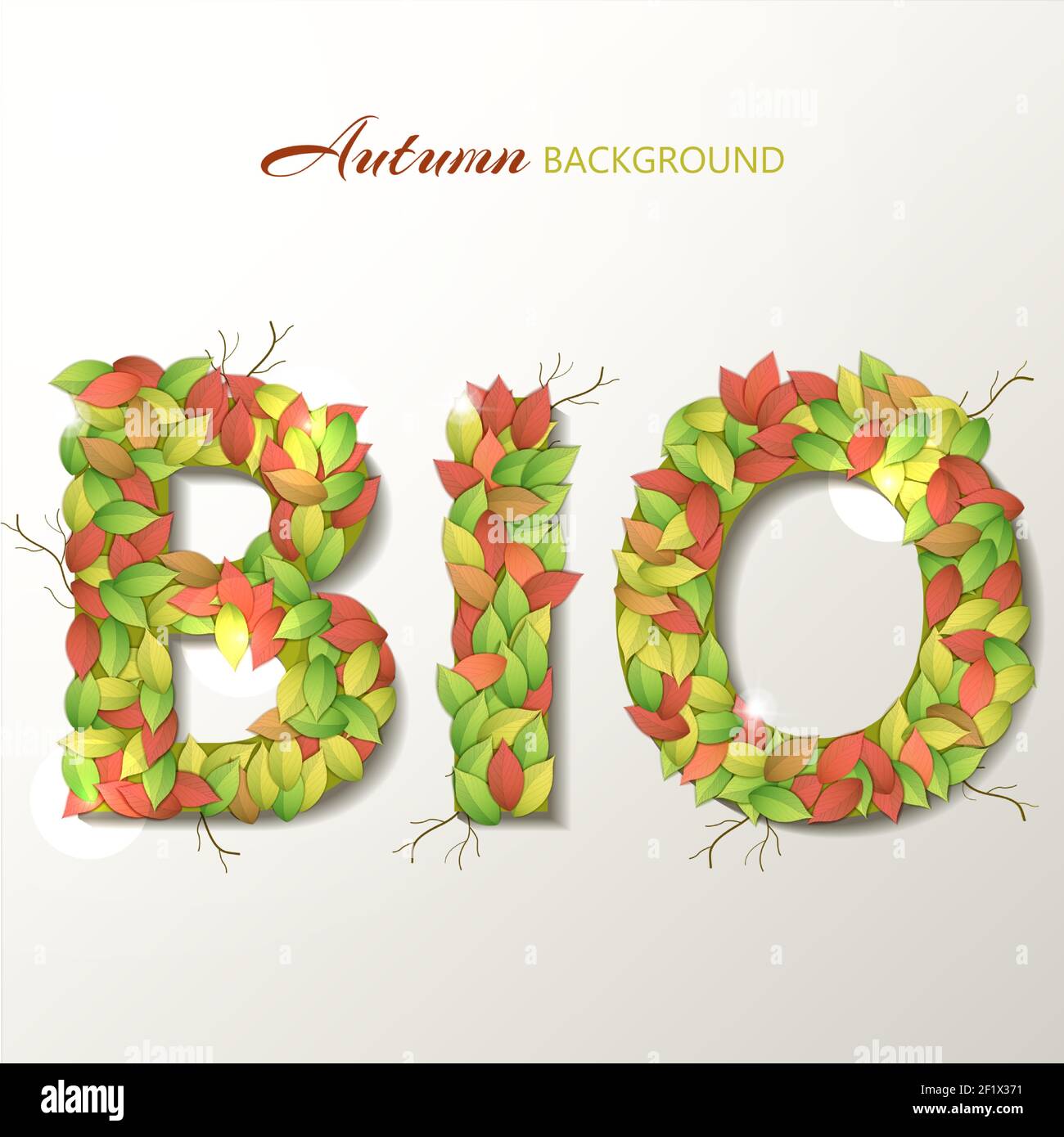 Colorful ecological harmony poster on autumn theme with bio lettering ...