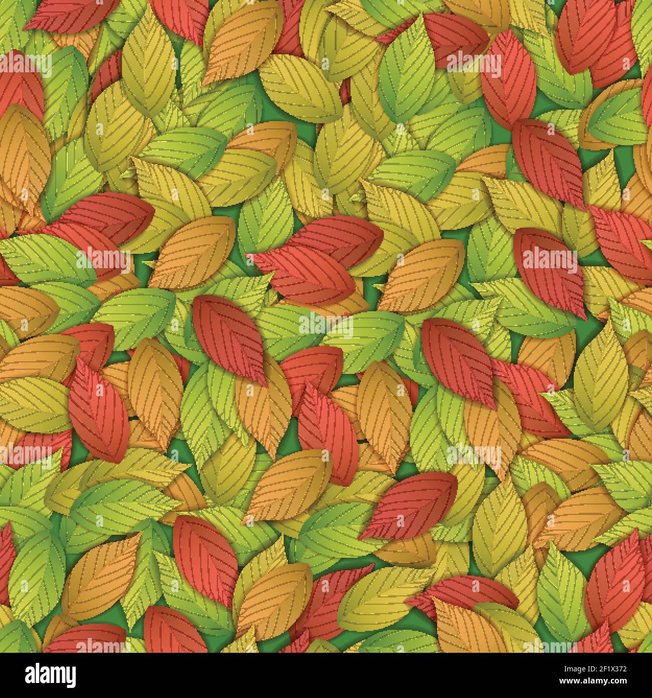 Nature abstract colorful seamess pattern with autumn leaves vector ...