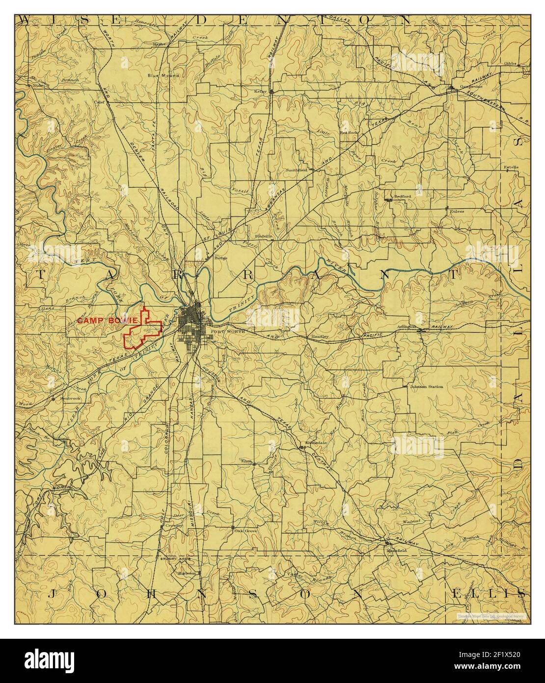Old map of fort worth hi-res stock photography and images - Alamy