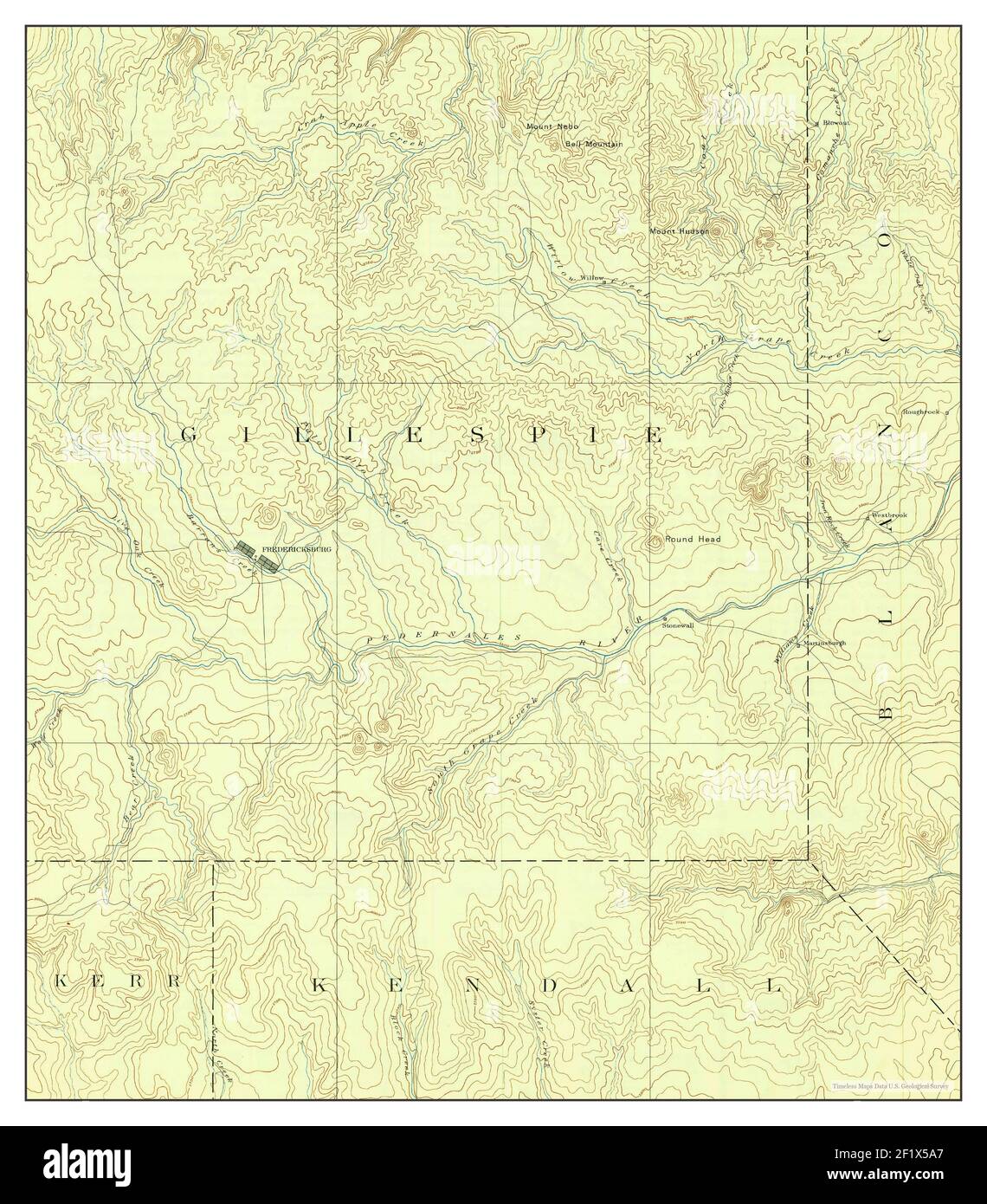 Fredericksburg, Texas, map 1894, 1:125000, United States of America by ...