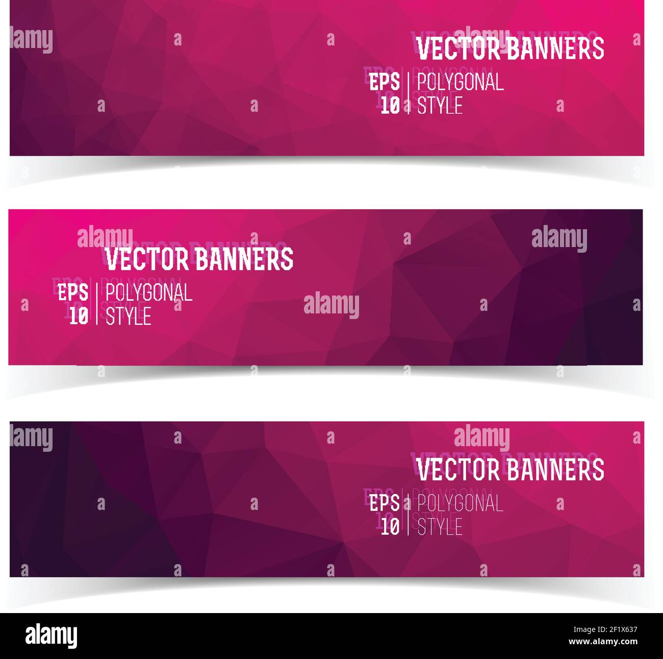 Set of modern horizontal banners with polygonal background of crystal ...
