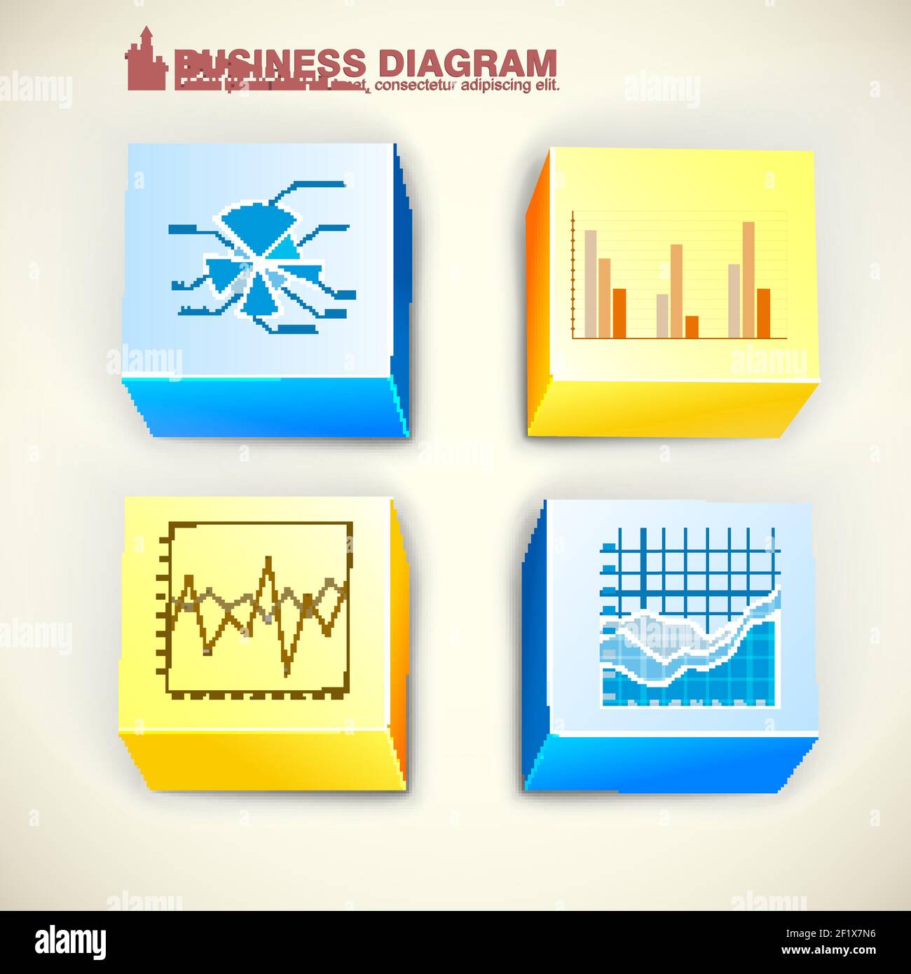 Business squares infographics with 3d colorful cubes diagram graphs ...