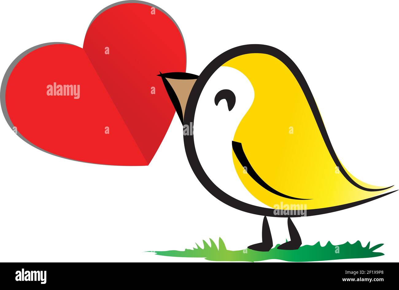 bird holding a paper heart shape Stock Photo - Alamy
