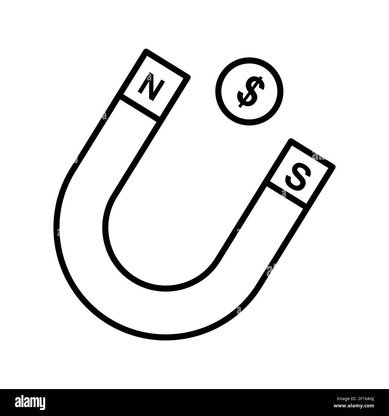 An illustration of a unique magnet line vector icon on a white ...