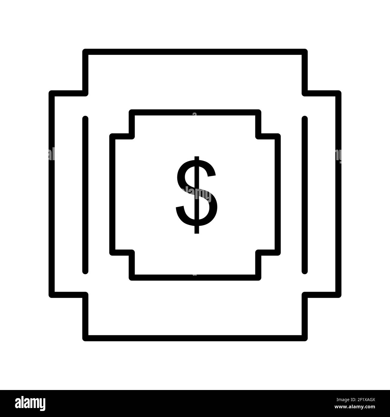 An illustration of a unique dollar symbol line vector icon on a white ...