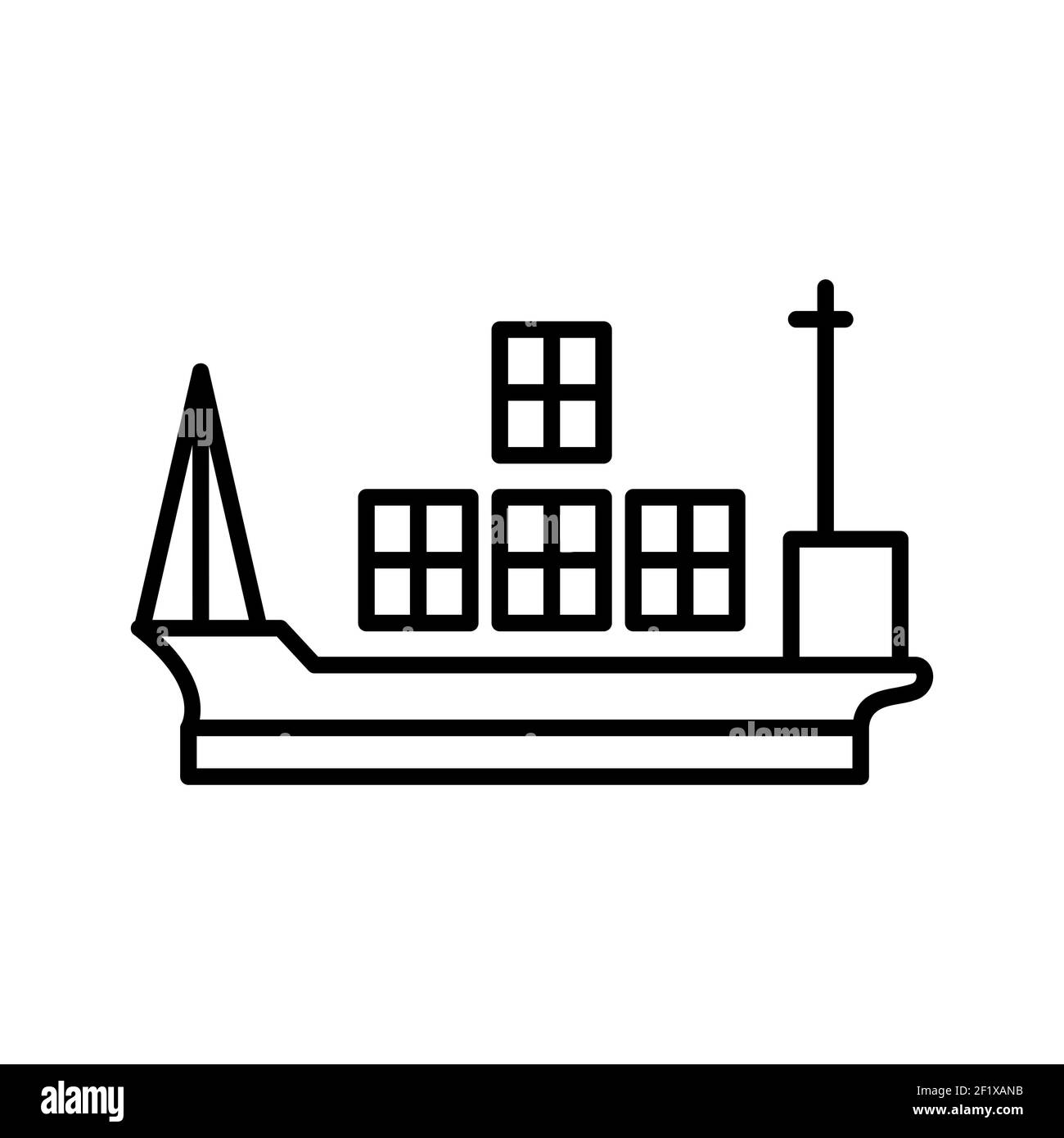 An illustration of a unique cargo ship line vector icon on a white ...