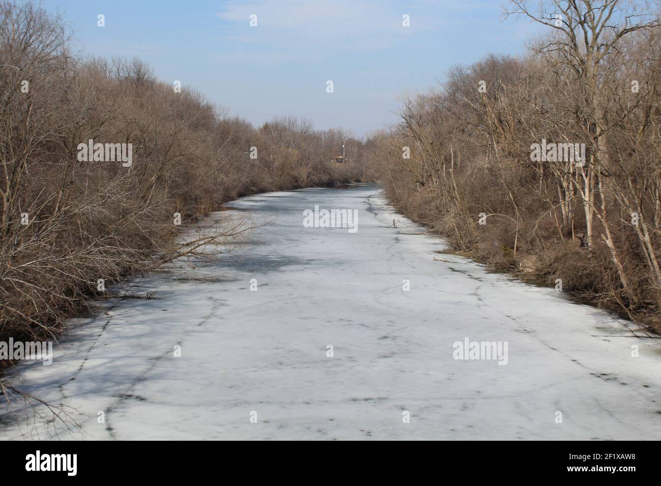Frozen North Shore Channel on the Evanston-Skokie border Stock Photo ...
