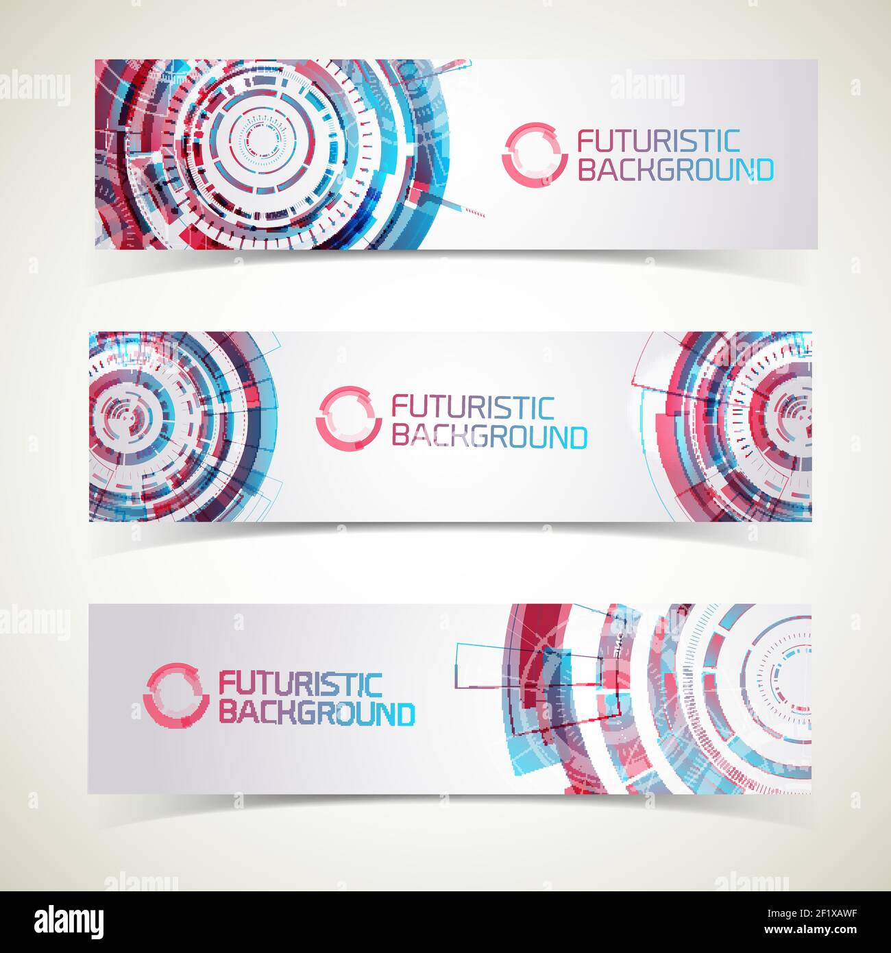 Three modern technology horizontal banners set with futuristic ...