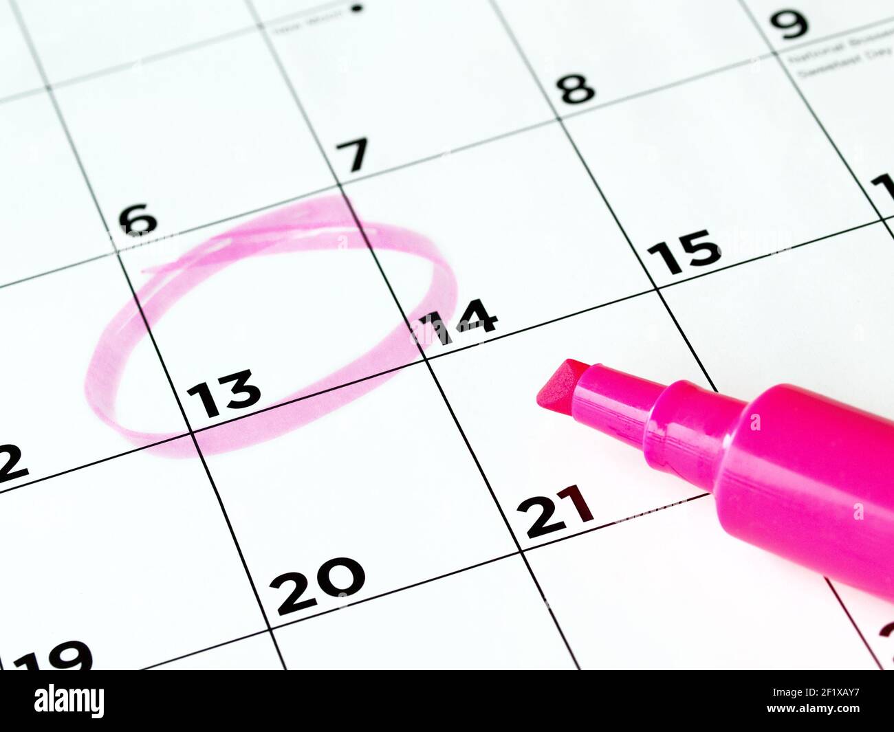 Closeup of Calendar Page Stock Photo - Alamy