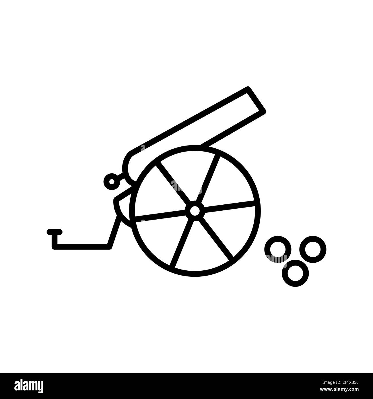 An illustration of a unique cannon line vector icon on a white ...