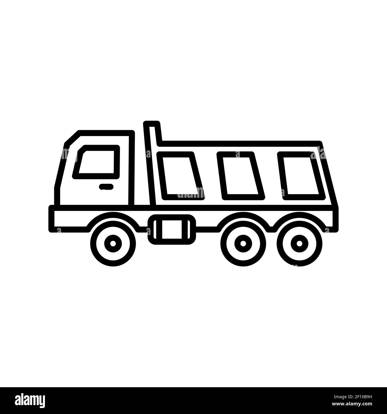 An illustration of a unique tipper line vector icon on a white ...