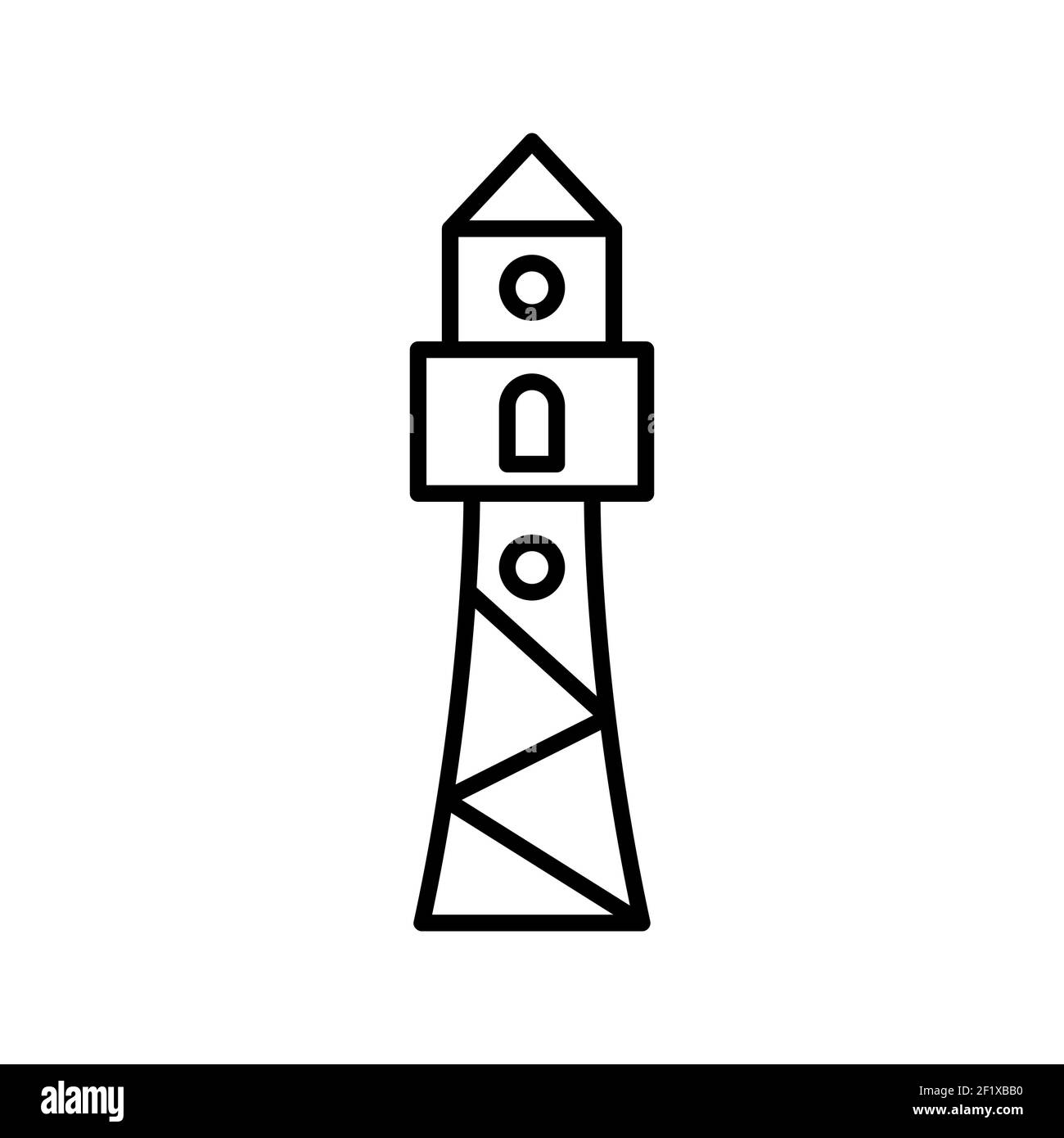 An illustration of a unique lighthouse line vector icon on a white ...