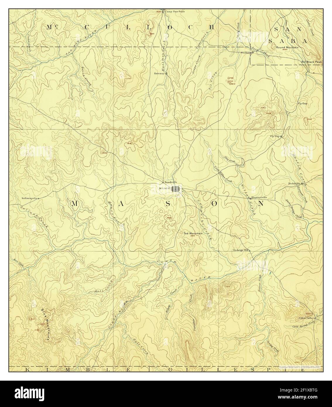 Mason, Texas, map 1894, 1:125000, United States of America by Timeless ...