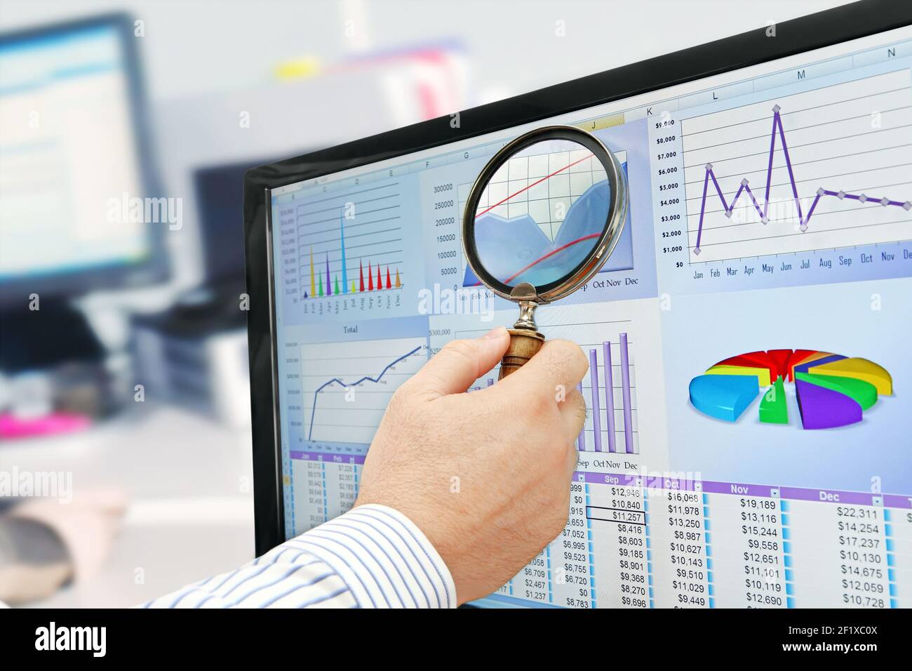 Analyzing Data on Computer Stock Photo - Alamy