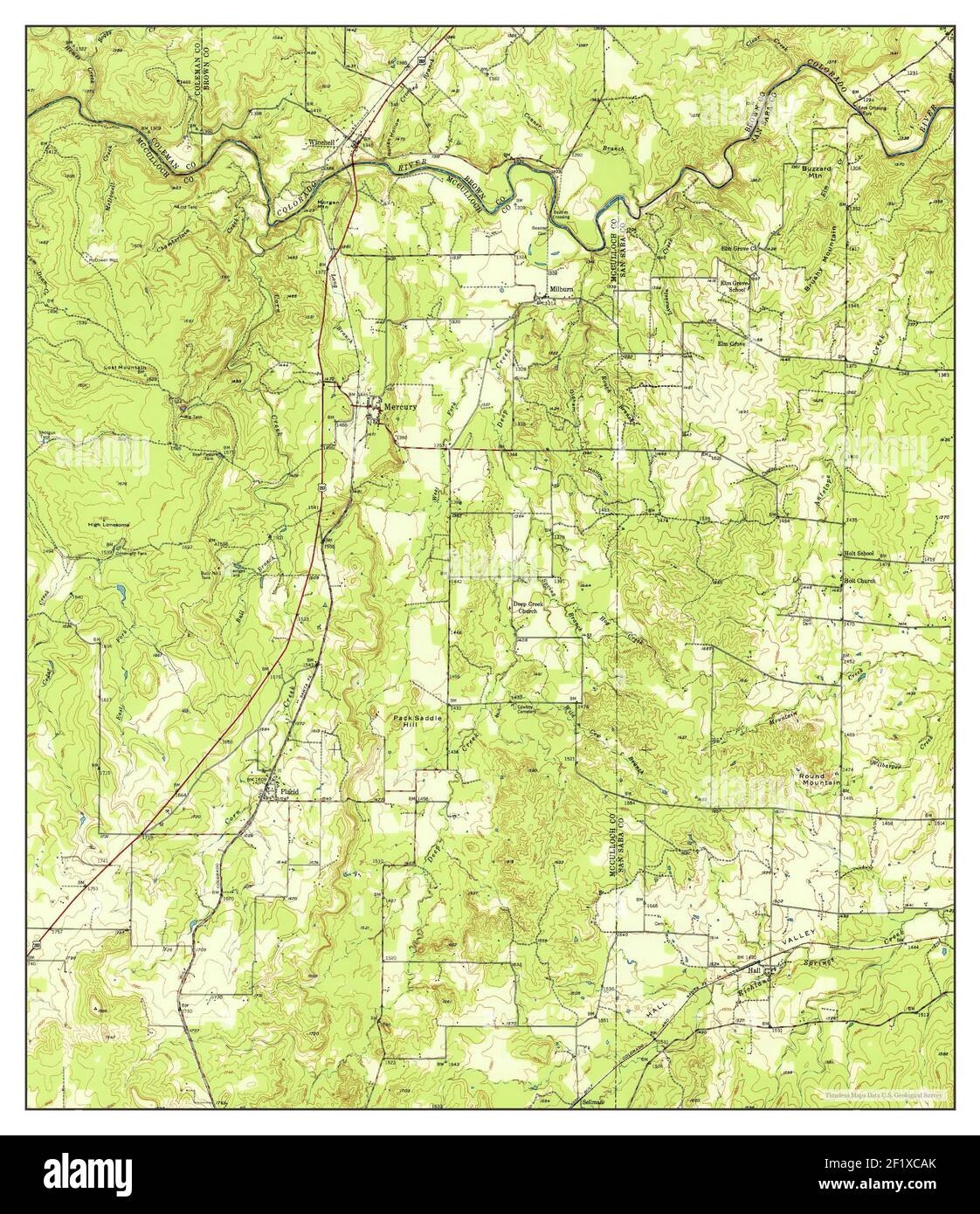 Mercury, Texas, map 1950, 1:62500, United States of America by Timeless ...