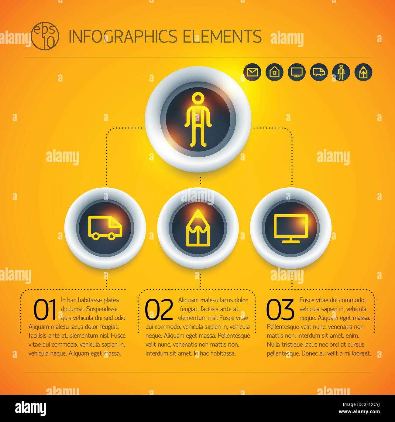 Business infographic diagram template with connected circles text and ...