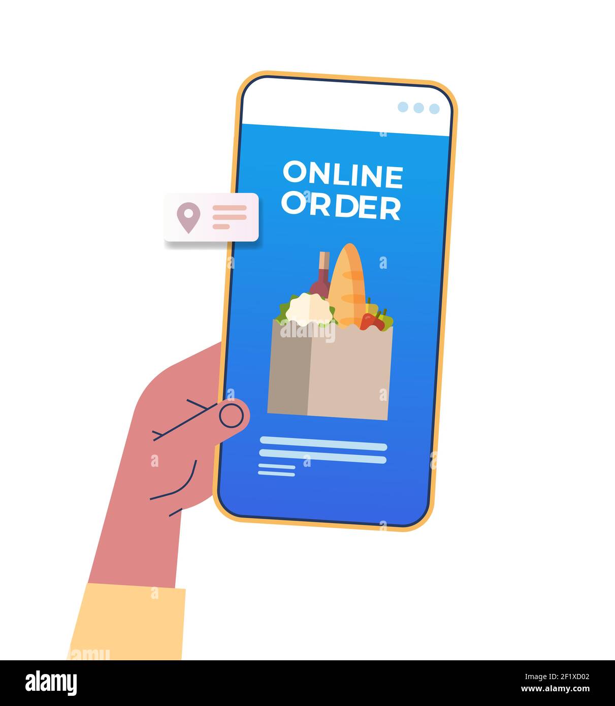 human hand using mobile app for ordering groceries fast delivery online shopping e-commerce food ...
