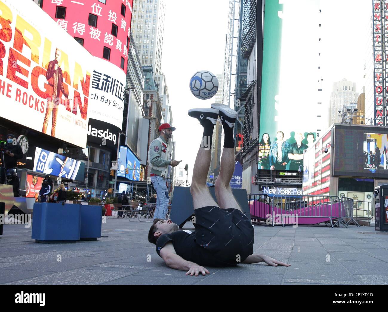 New York, United States. 09th Mar, 2021. A man practices juggling ...