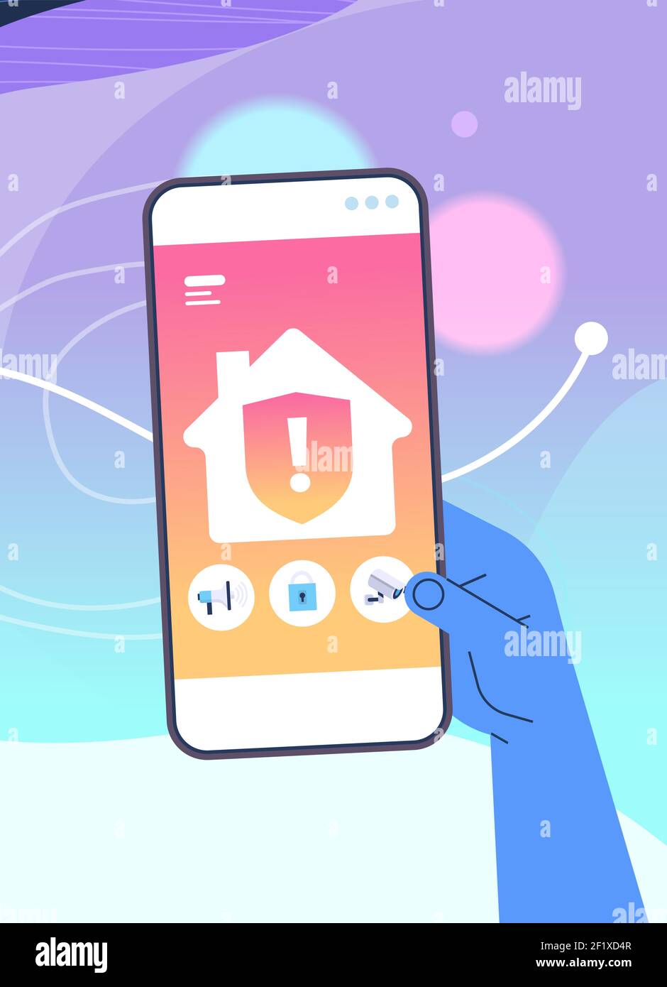 human hand using mobile app for smart house system control on ...
