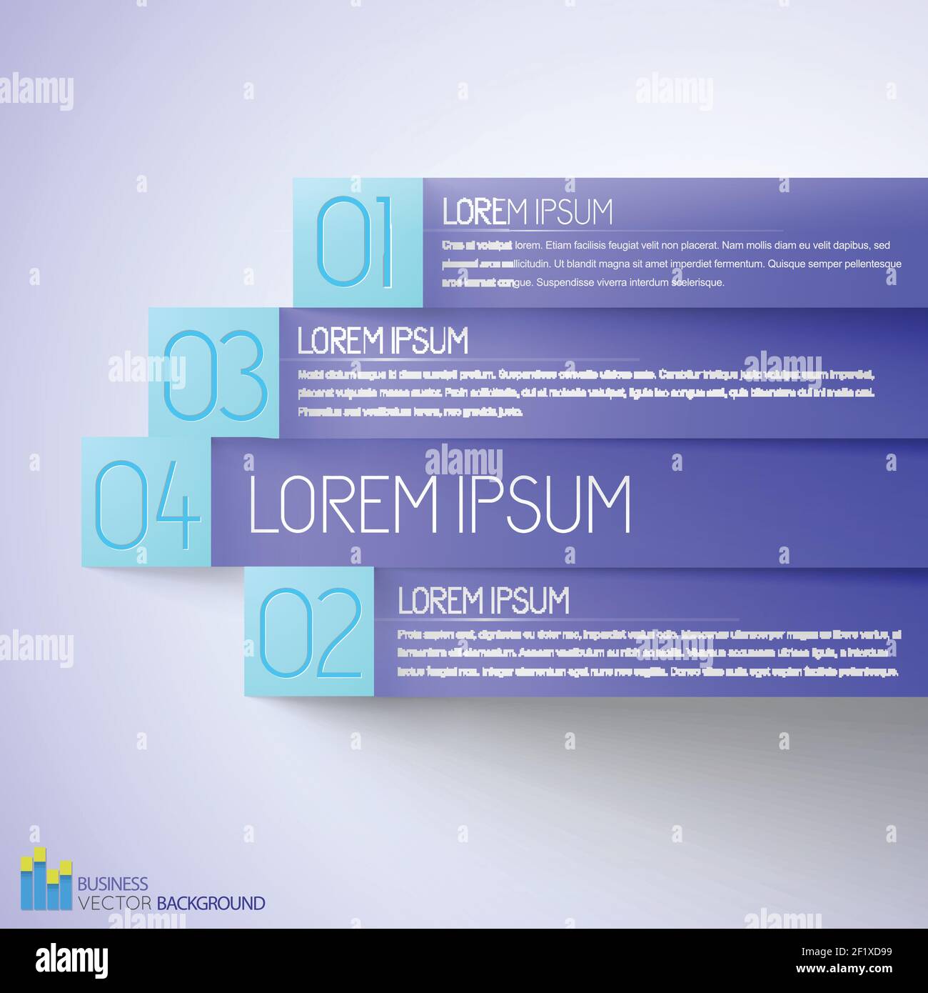 Preference business infographics with lilac horizontal numbered paper ...