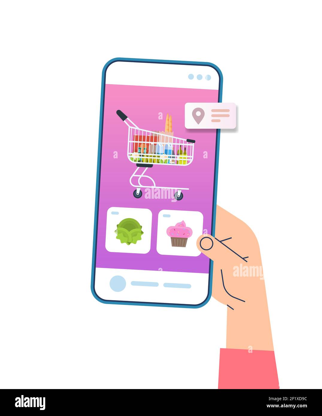 human hand using mobile app for ordering groceries fast delivery online ...