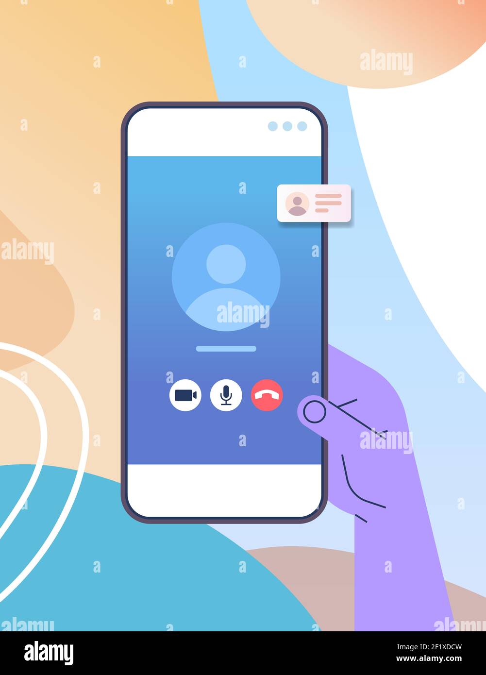 human hand using mobile app for virtual conference meeting video call ...