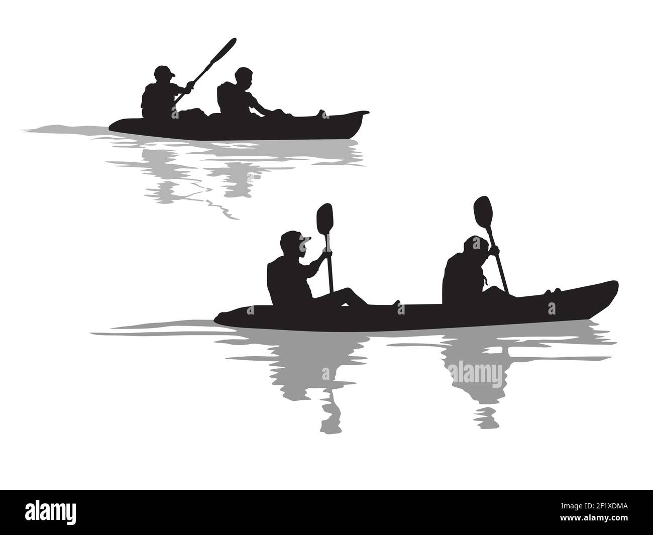 Couple canoeing on lake Stock Vector Images - Alamy