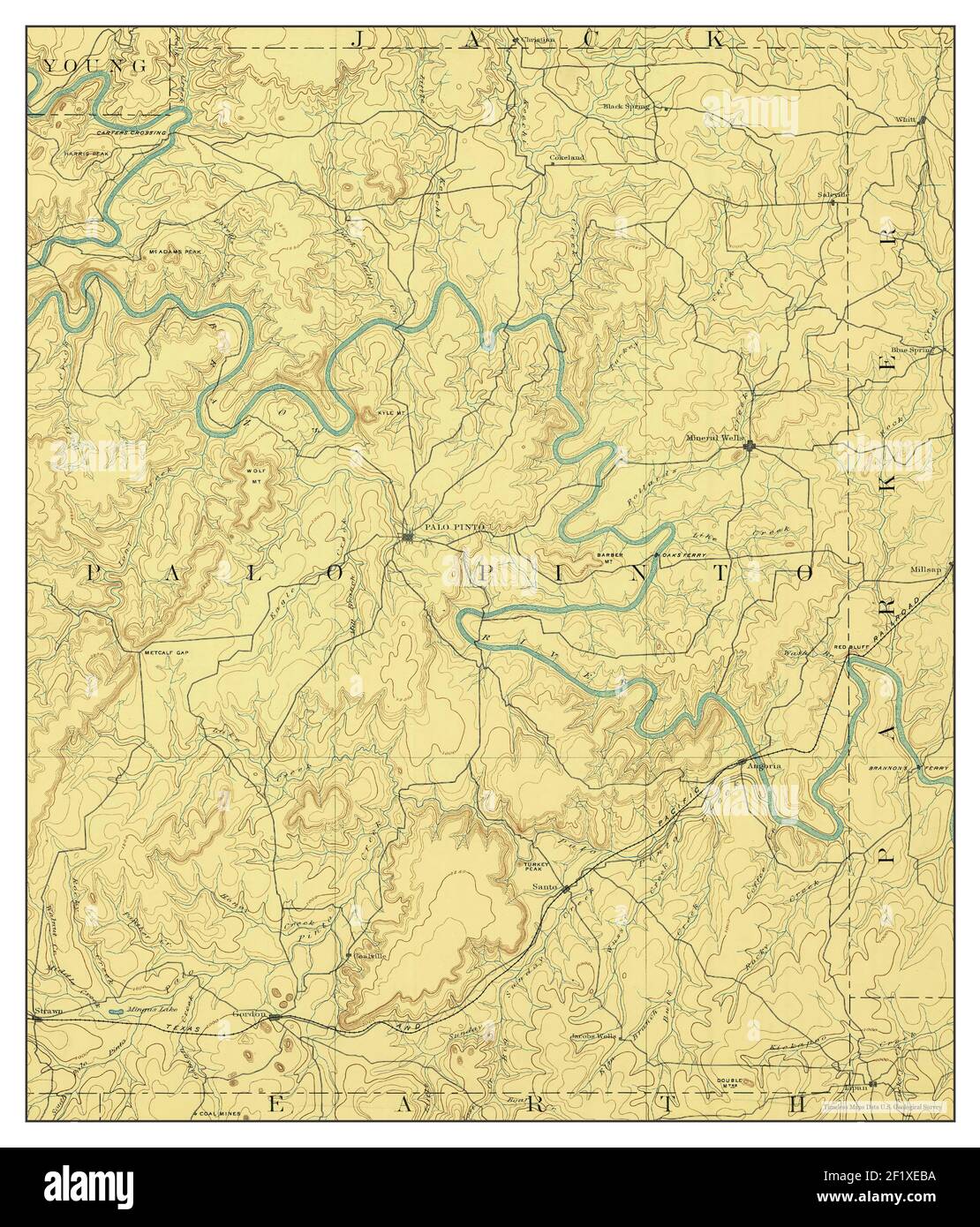 Palo Pinto, Texas, map 1891, 1:125000, United States of America by ...