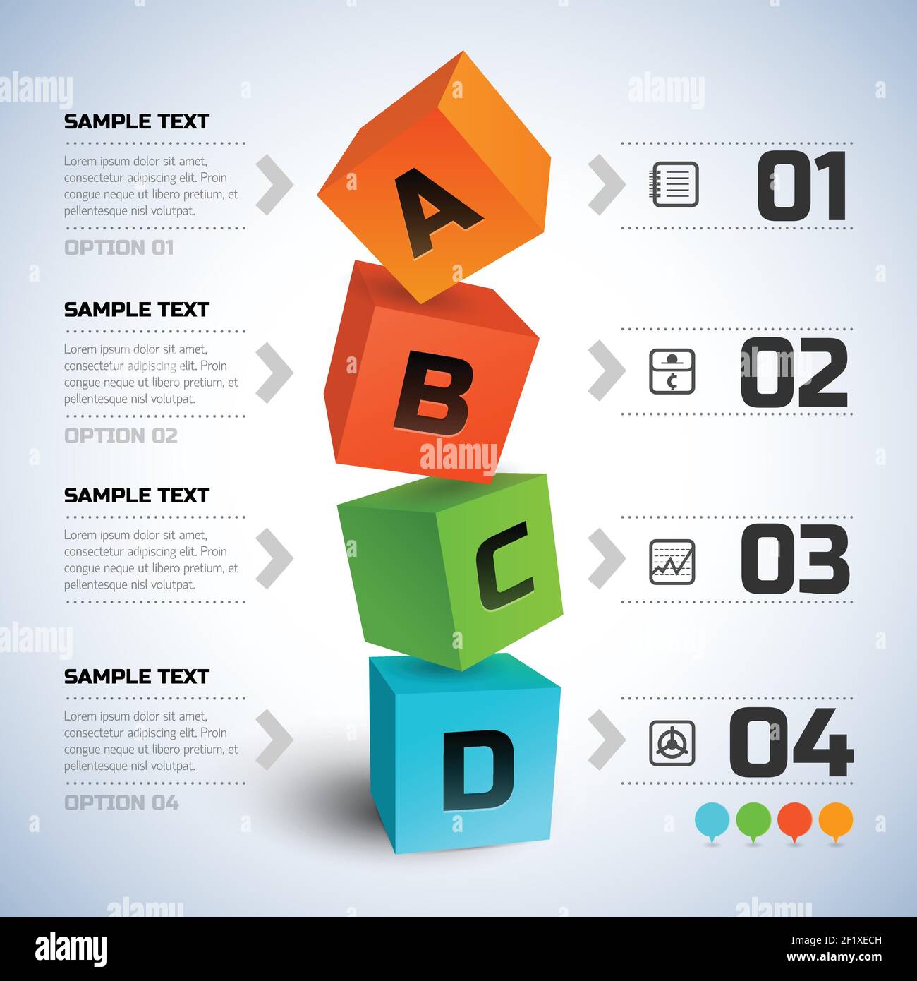 Abstract business cubes infographics with 3d squares text icons and ...