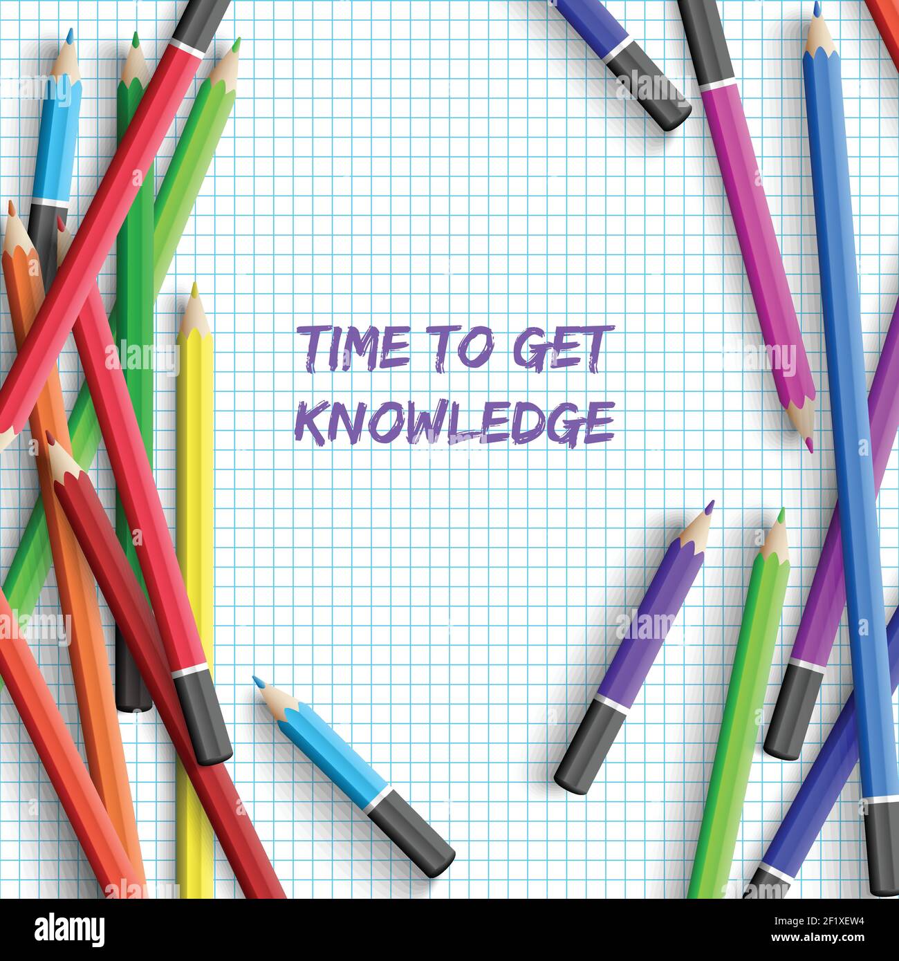 Back to school background with colorful wooden realistic pencils on ...