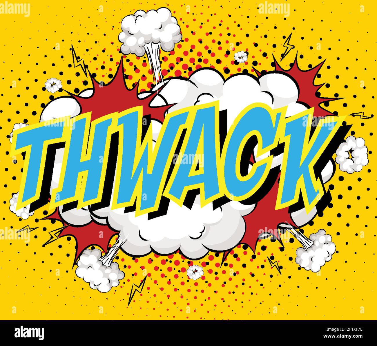 Word Thwack job on comic cloud explosion background illustration Stock ...